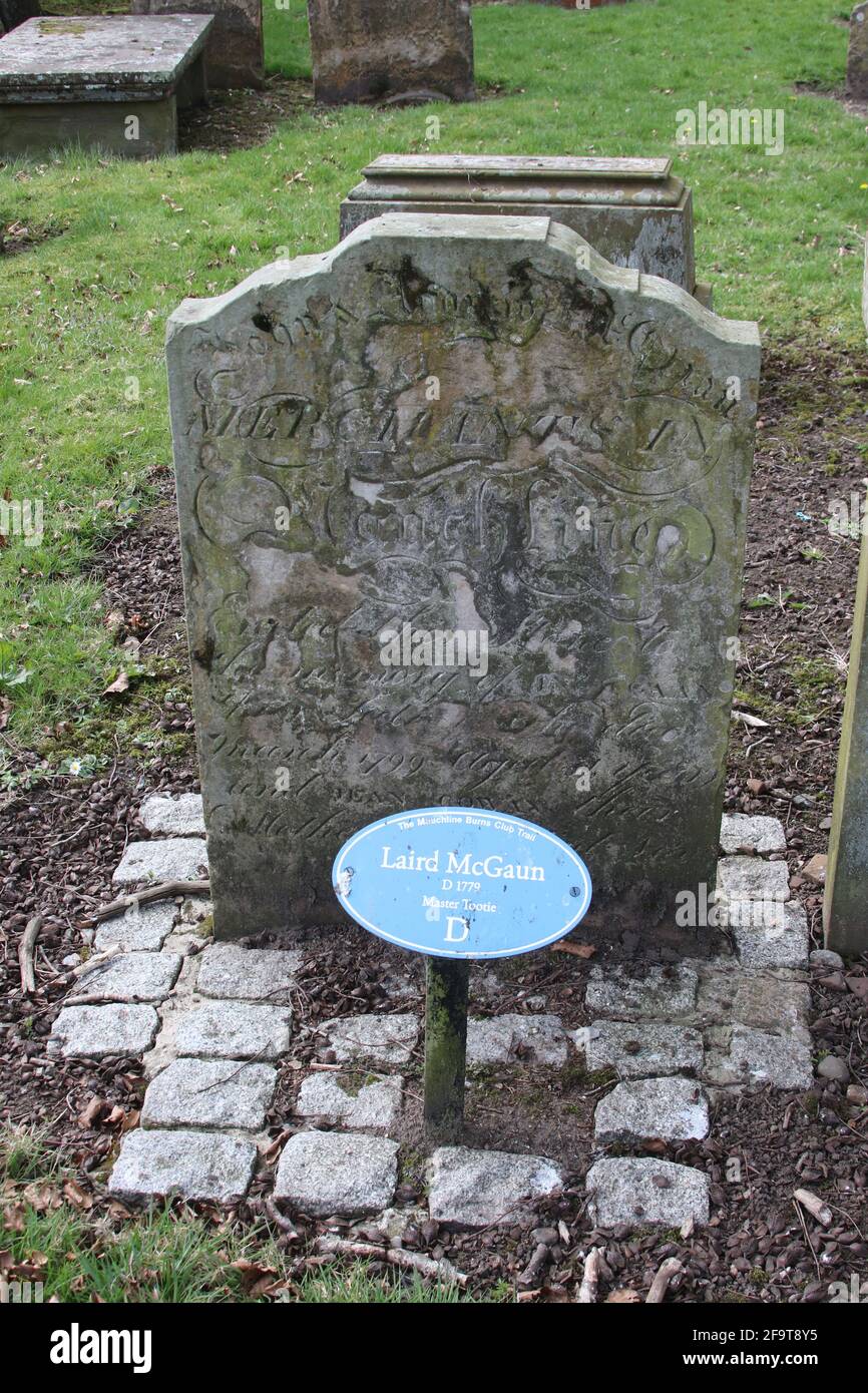 Scotland, Ayrshire,Mauchline Church, Graveyard, 16 Apr 2021. Marked ...