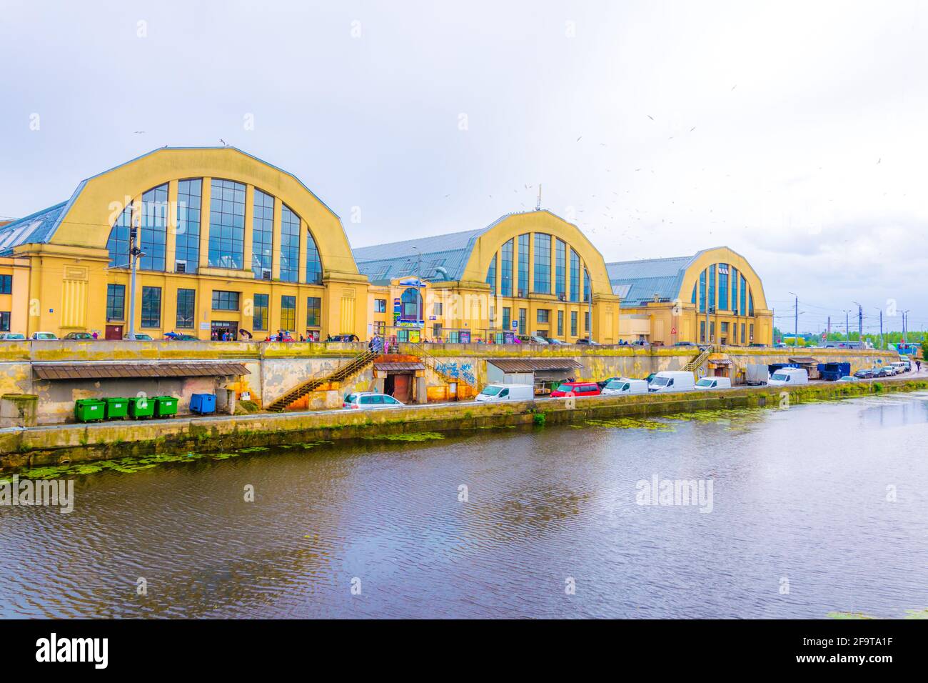 View of the former zeppelin hangars now convereted into the Riga market ...
