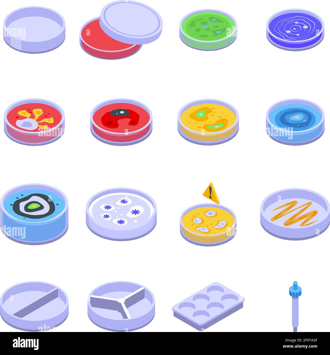 Petri dish icons set. Isometric set of petri dish vector icons for web ...