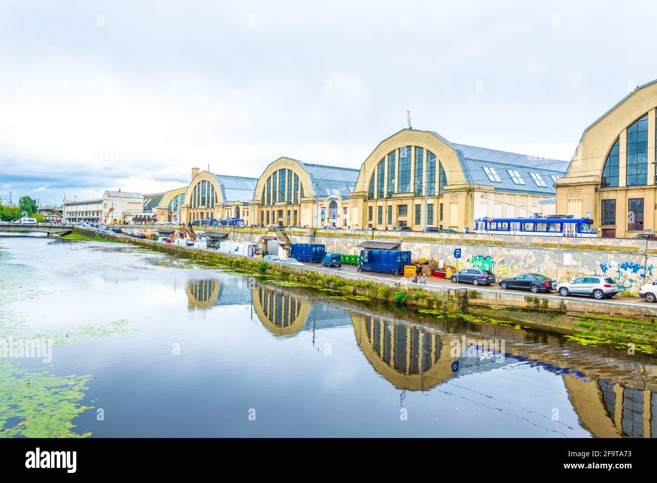 View of the former zeppelin hangars now convereted into the Riga market ...