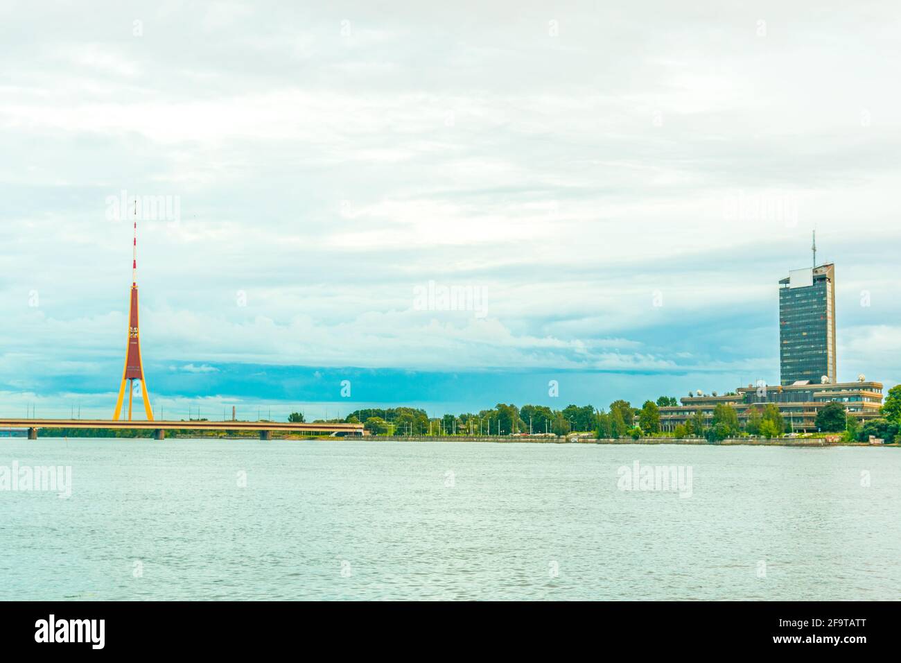 TV tower in Riga behind a bridge, Latvia Stock Photo - Alamy
