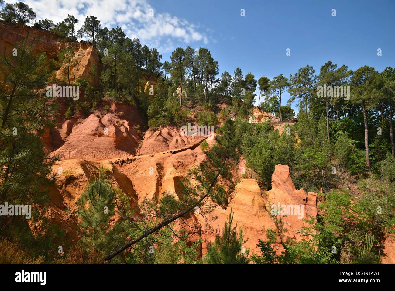 Landscape with scenic view of the Ochre Trail (Le Sentier des Ocres ...