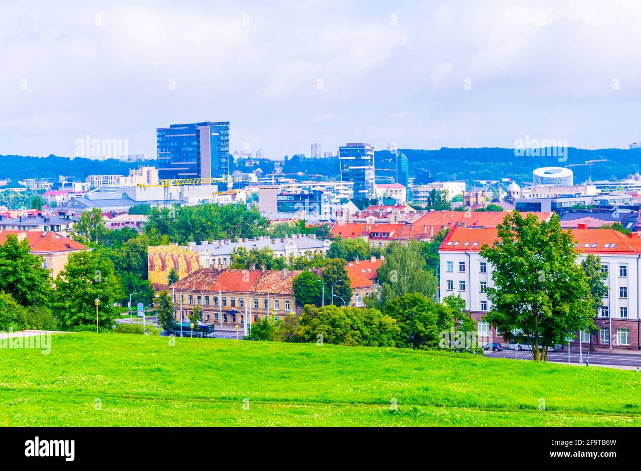 Aerial view of the lithuanian capital Vilnius from top of the Tauras ...