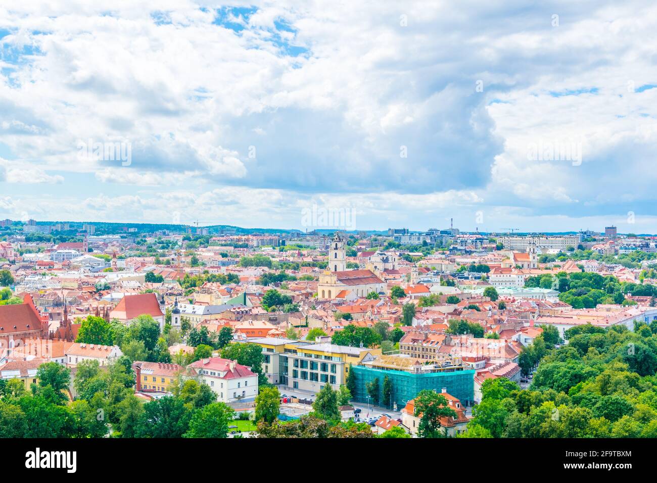 Aerial view of the lithuanian capital vilnius from the three crosses ...