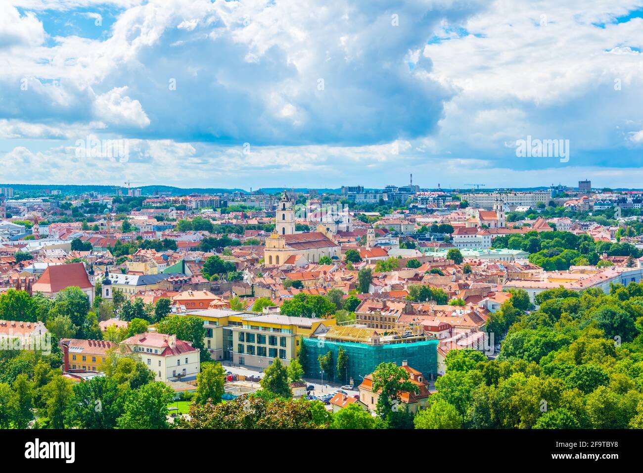Aerial view of the lithuanian capital vilnius from the three crosses ...