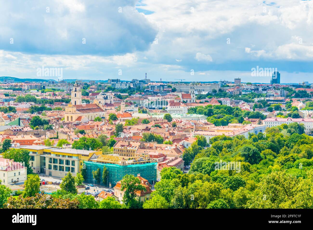 Aerial view of the lithuanian capital vilnius from the three crosses ...
