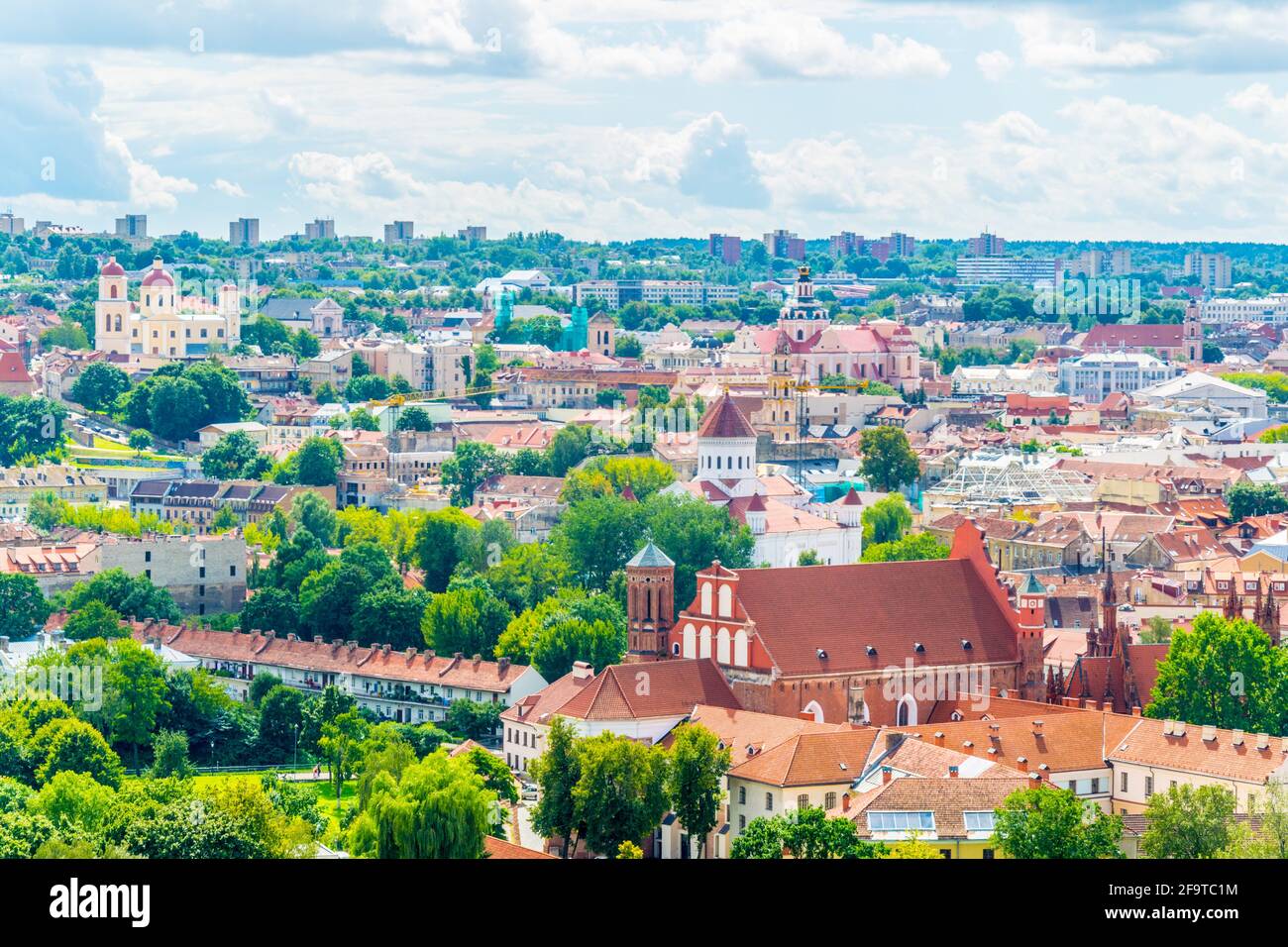 Aerial view of the lithuanian capital vilnius from the three crosses ...