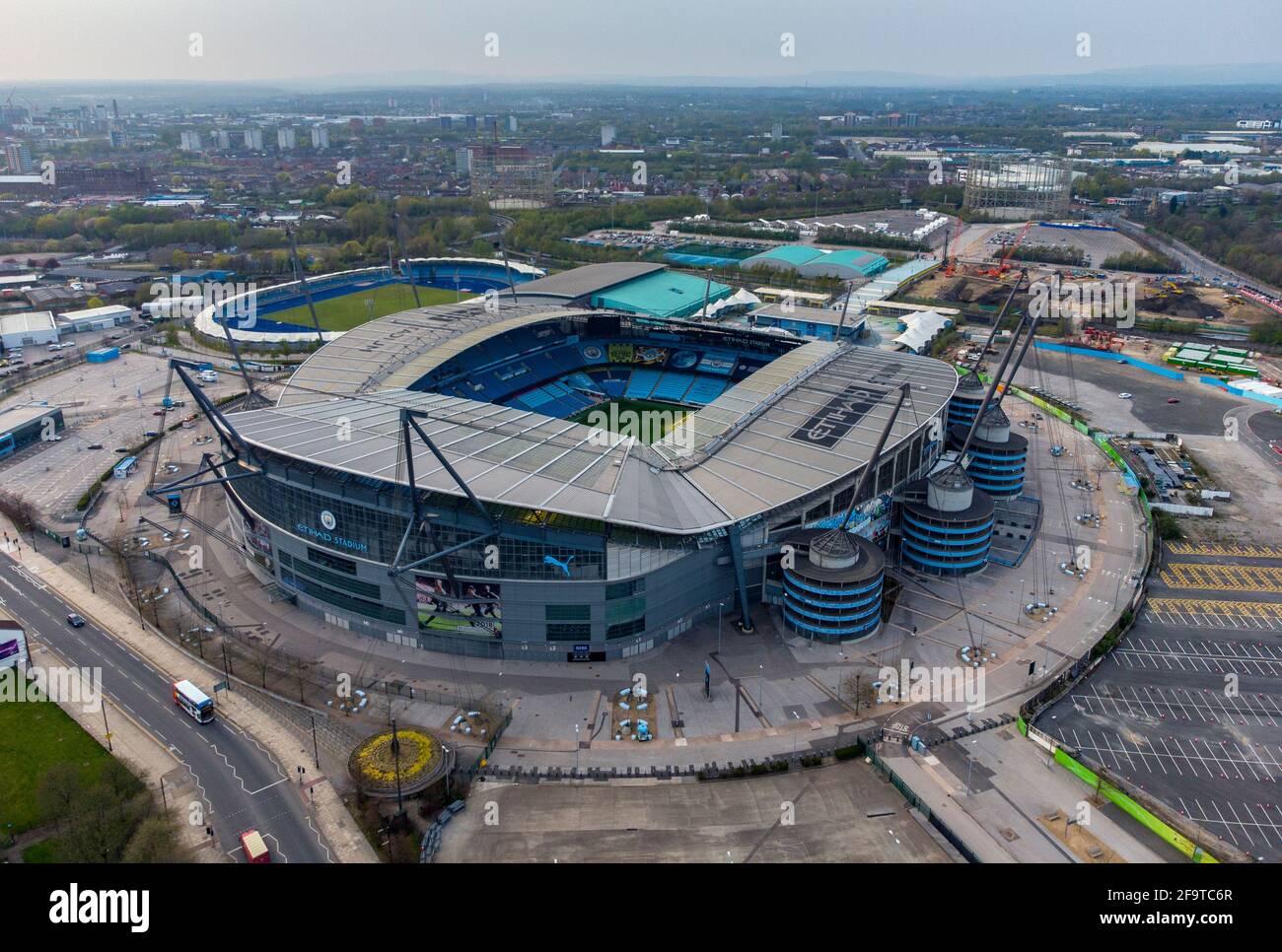 A general view from above of the Etihad Stadium, home of Manchester ...