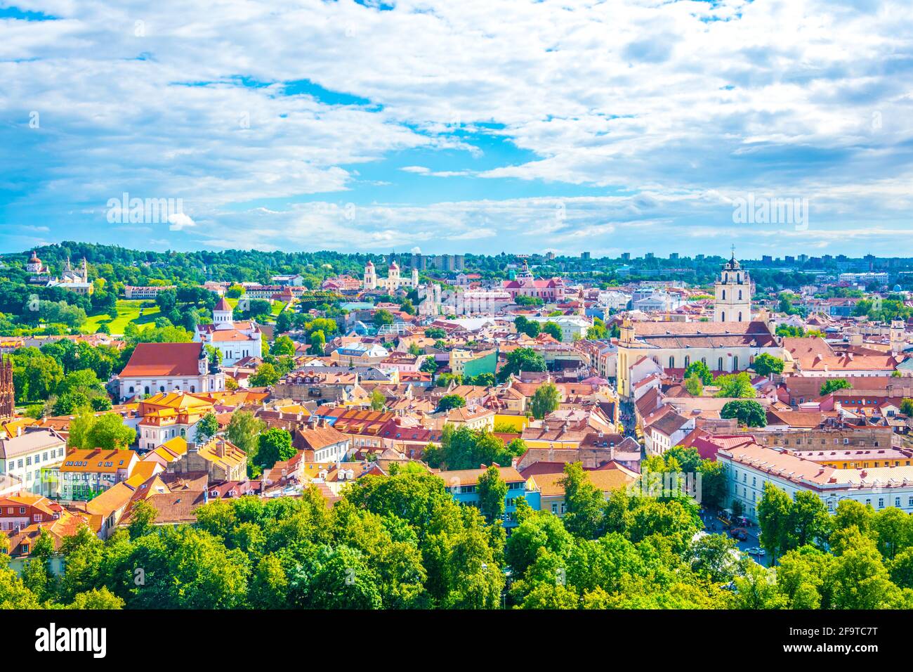 Aerial view of the lithuanian capital vilnius from the gediminas castle ...
