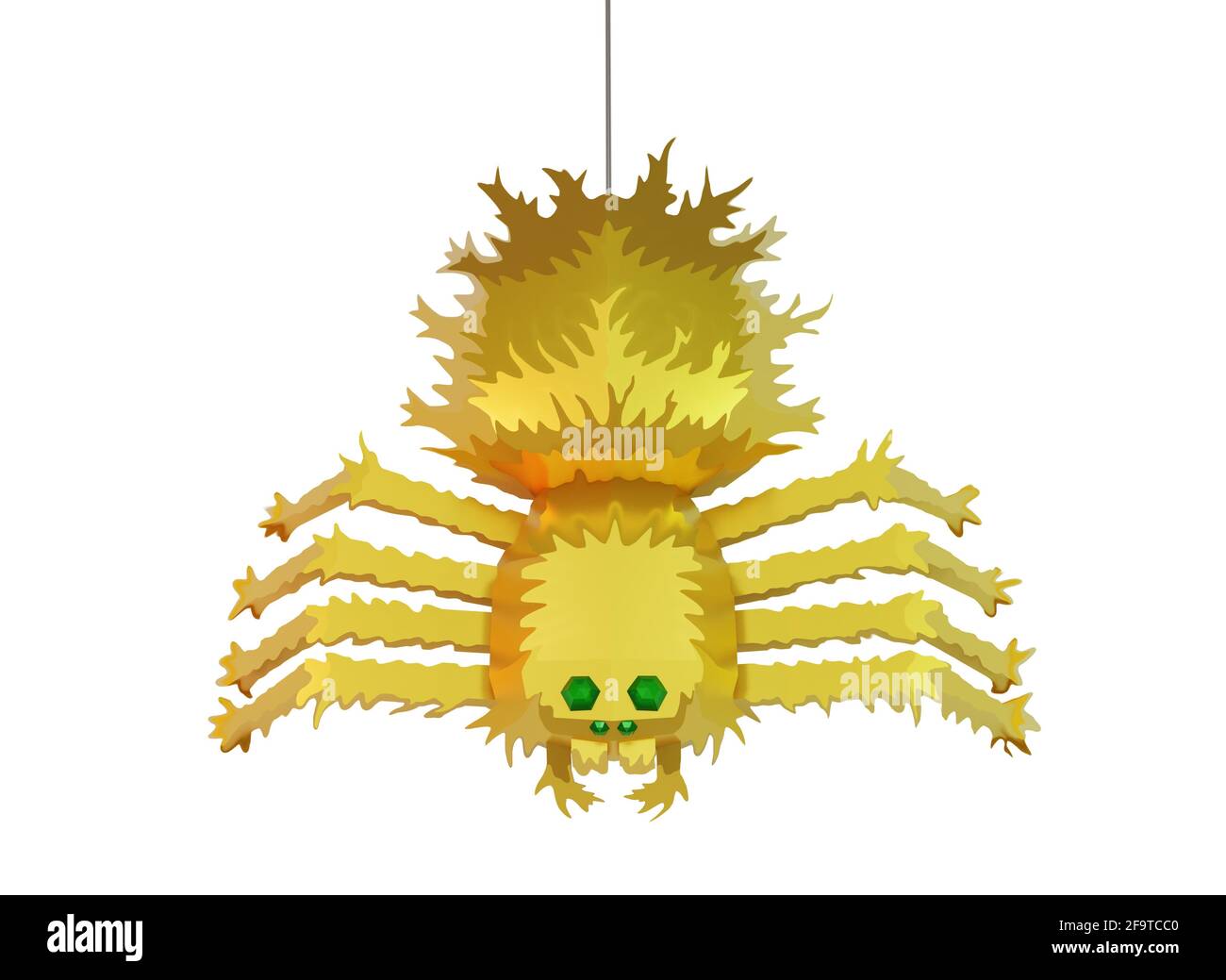 Low poly golden scary spider, polygonal insect isolated on white, 3d ...