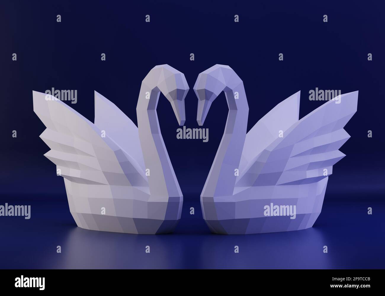 Paper sculpture of a polygonal Swans, folded paper animal, papercraft ...