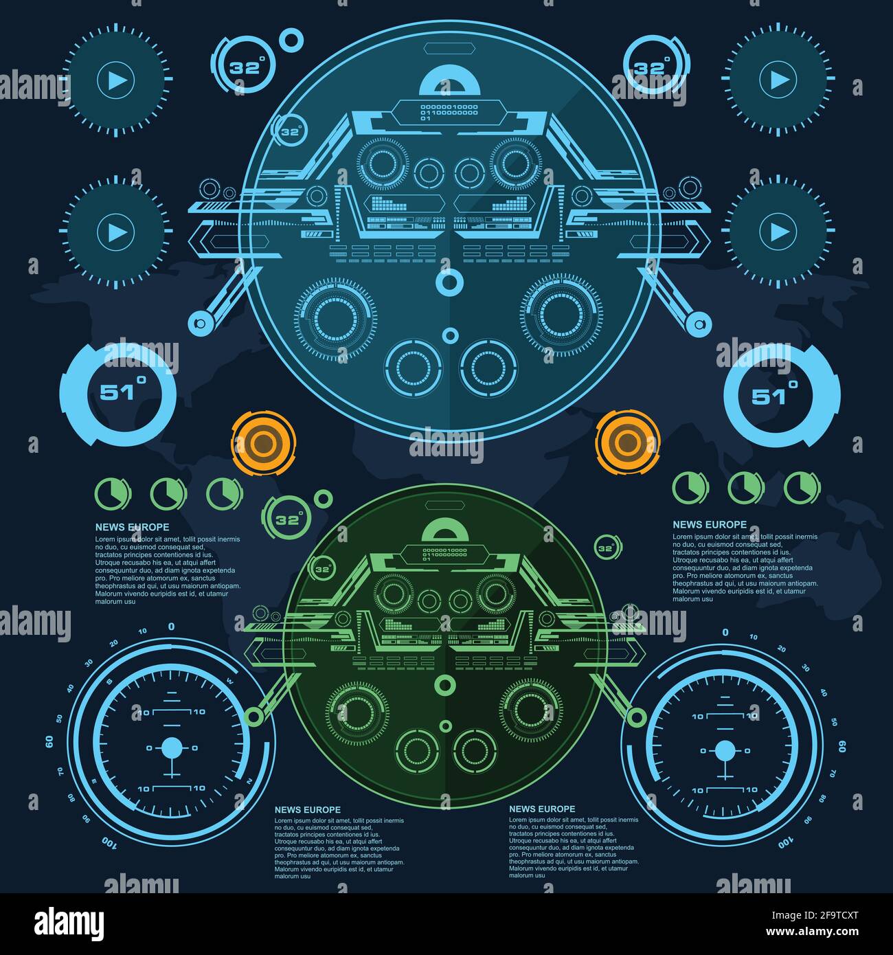 Background with futuristic user interface design concept with hud ...
