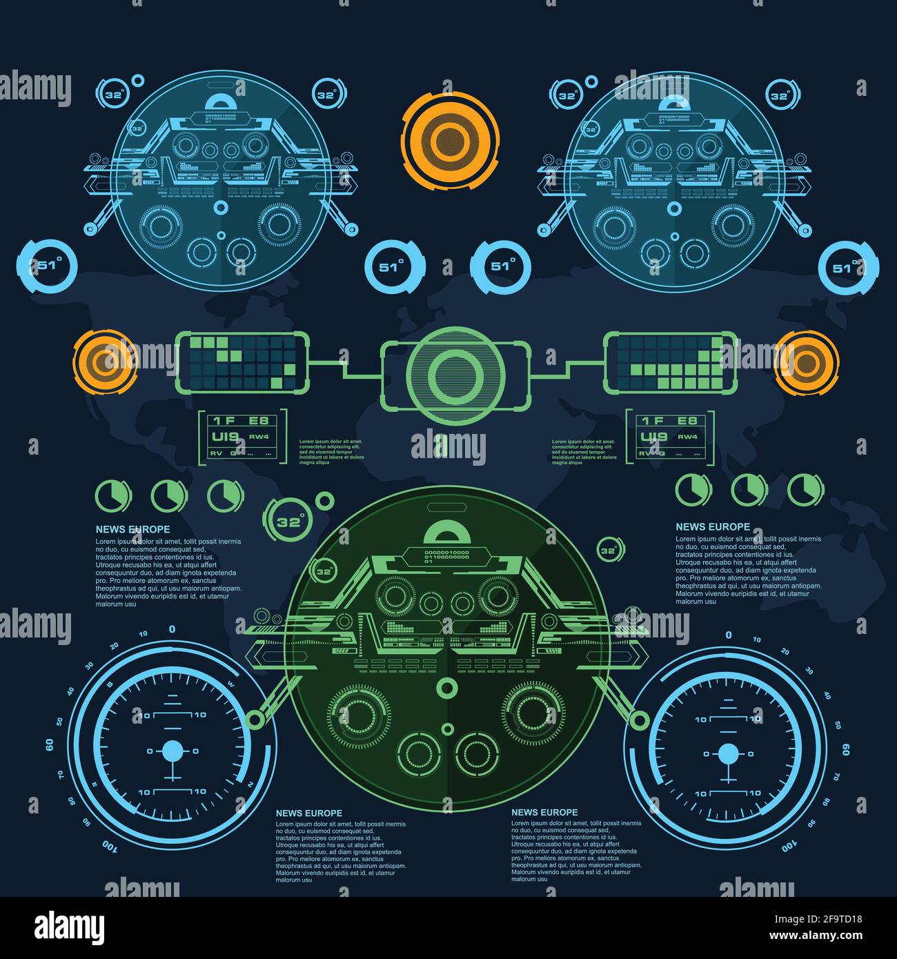 Background with futuristic user interface design concept with hud ...