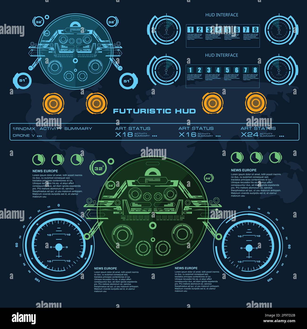 Background with futuristic user interface design concept with hud ...