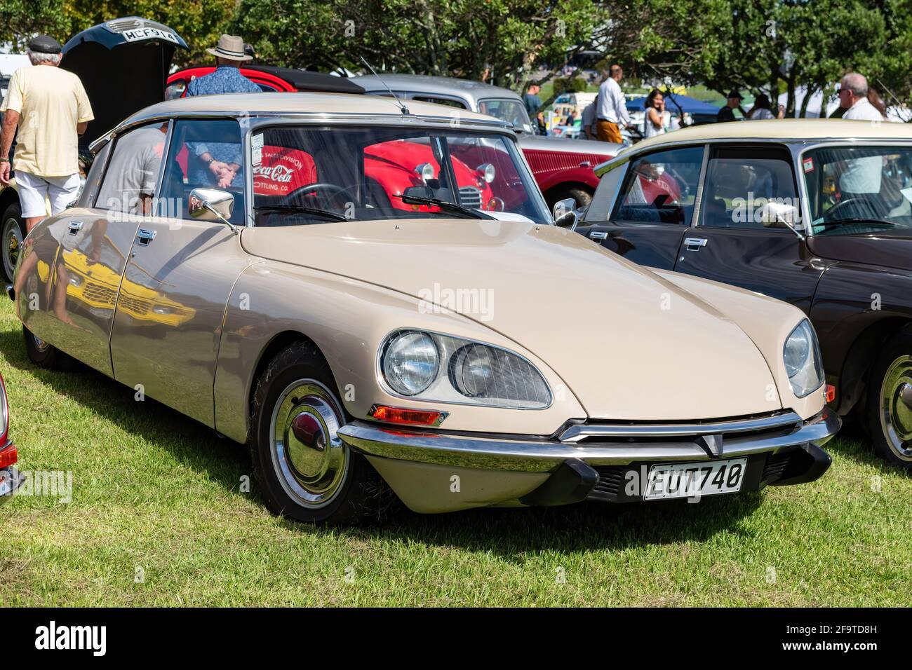 AUCKLAND, NEW ZEALAND - Apr 17, 2021: View of beige Citroen DS classic ...
