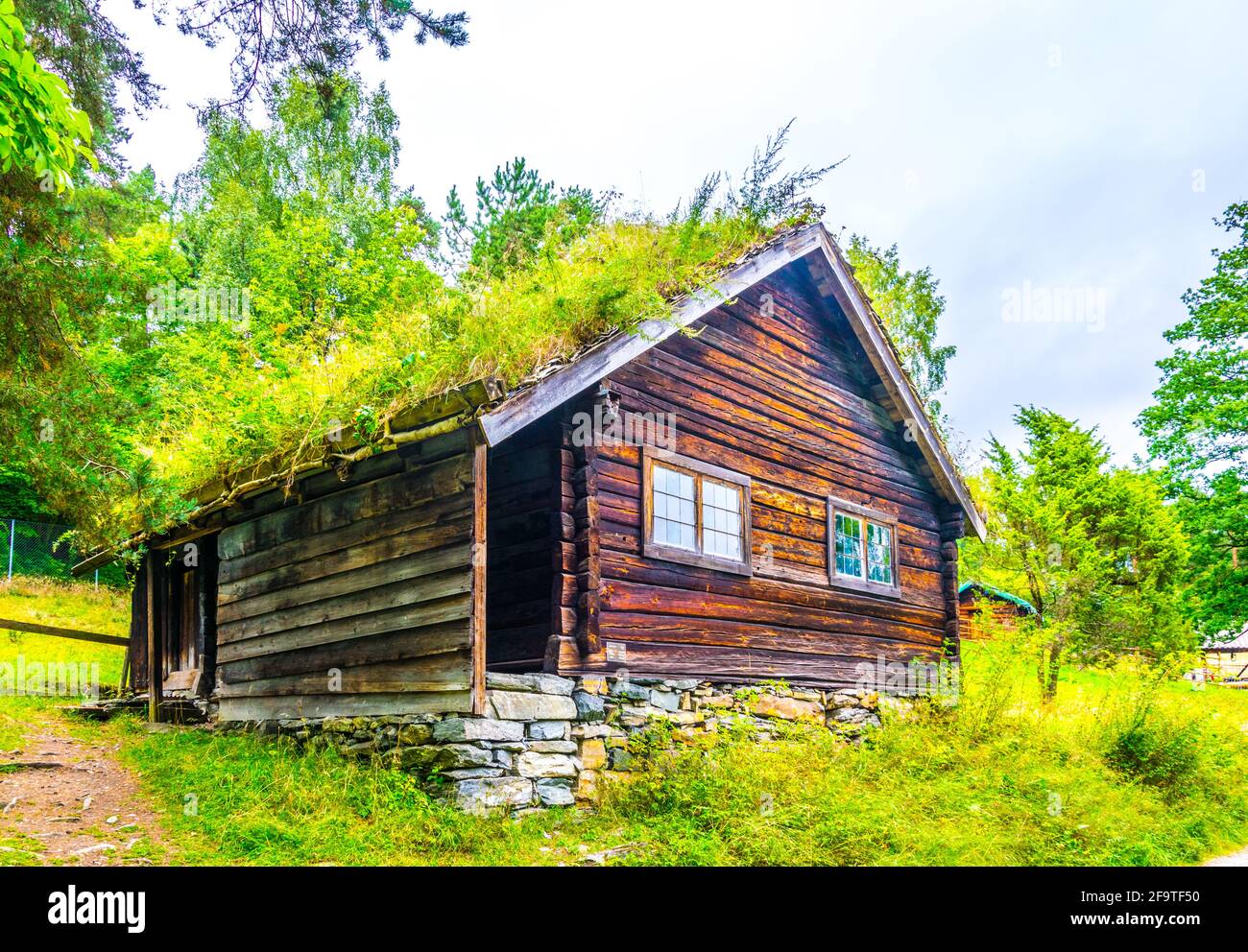 View of a traditional farmhouse in the norwegian folk museum in Oslo ...