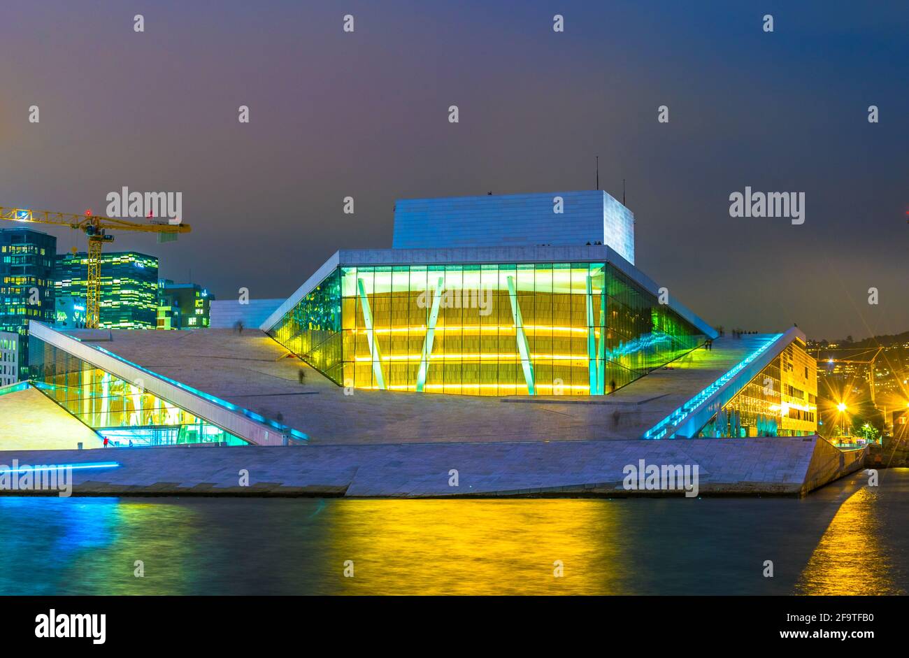 Night view of opera house in oslo Stock Photo - Alamy