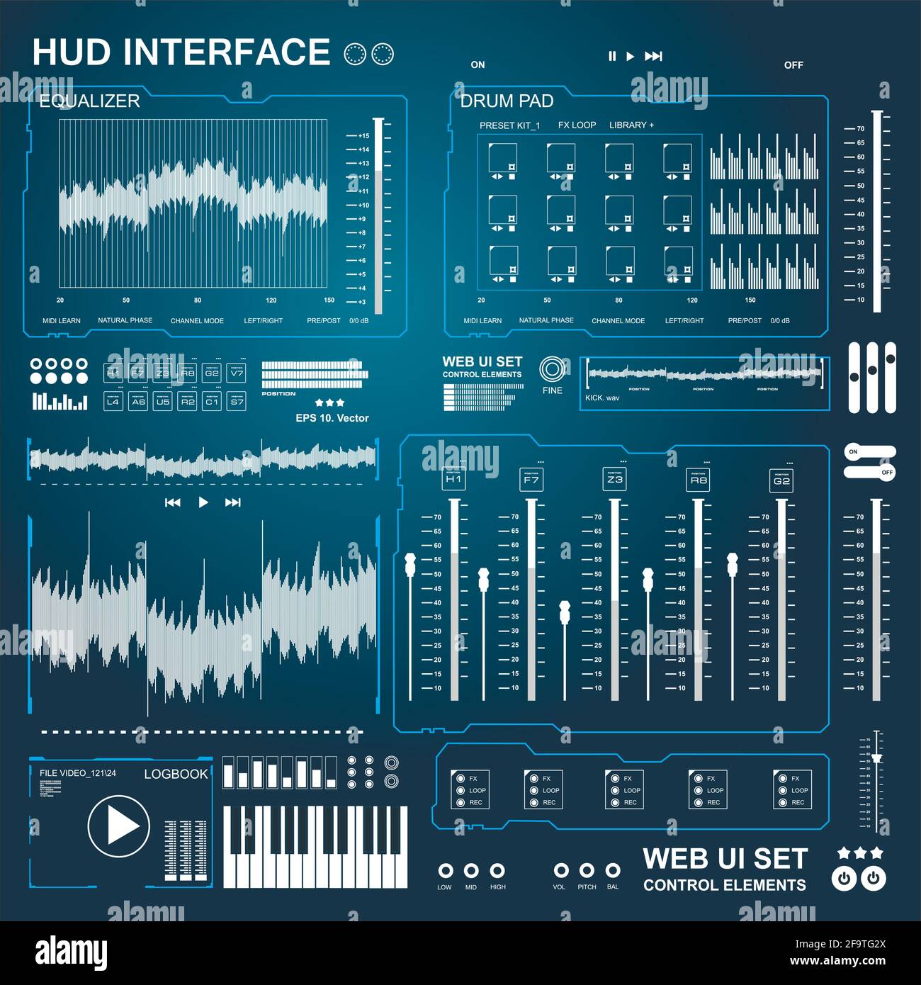 Futuristic blue virtual graphic touch user interface Stock Vector Image ...