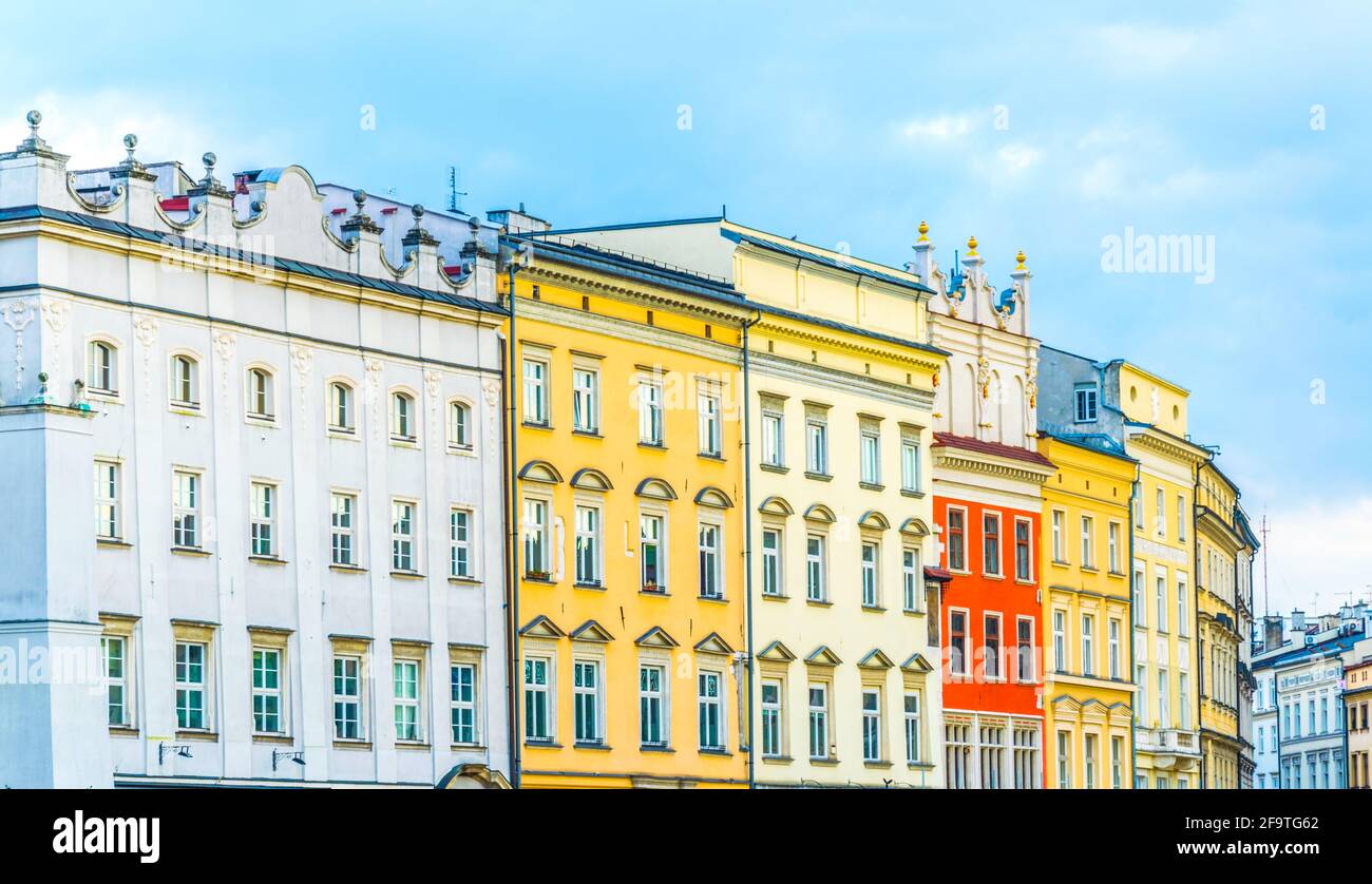 Colorful facades of houses in the Polish city Krakow Stock Photo - Alamy