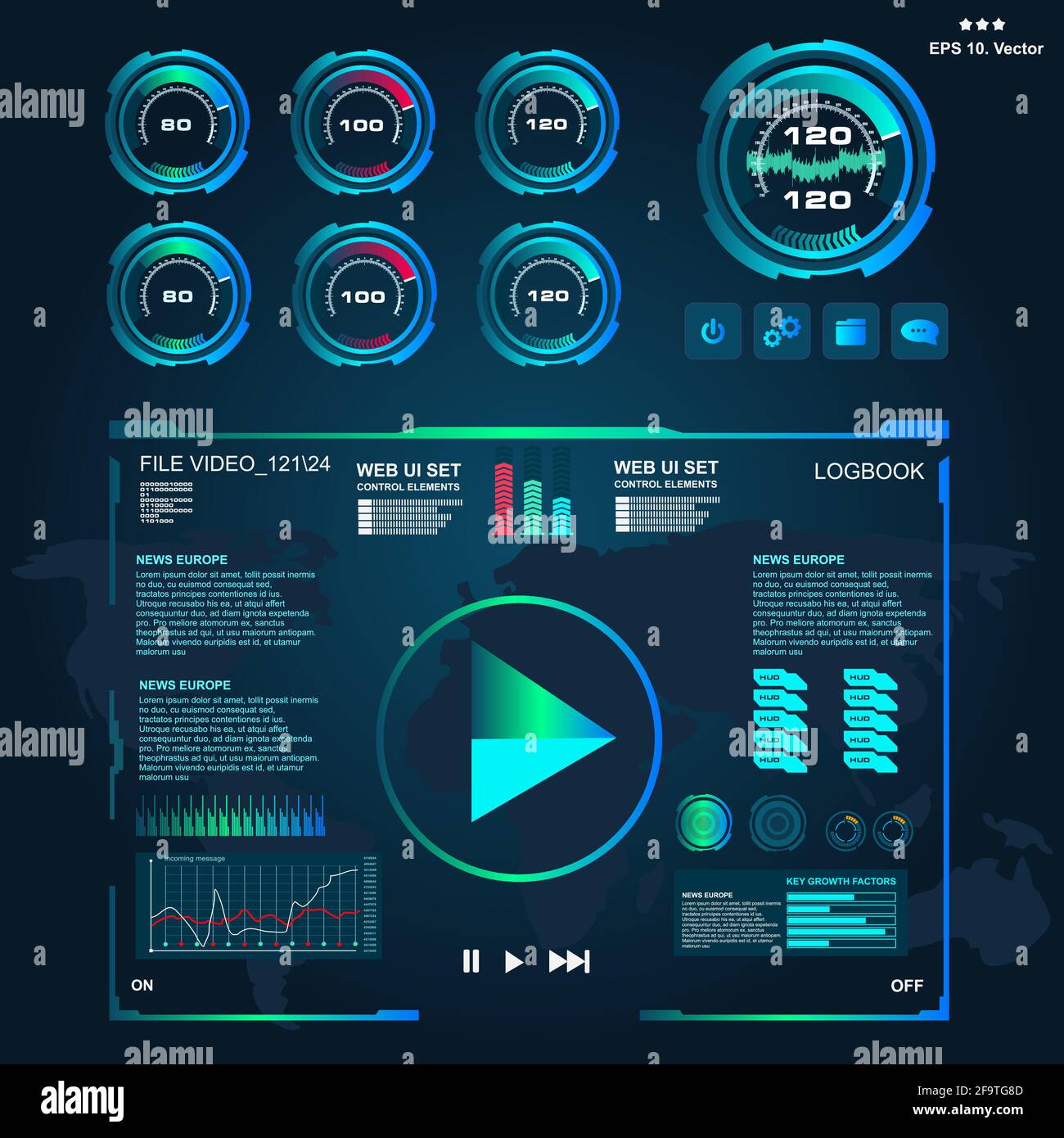 Futuristic Blue Virtual Graphic Touch User Interface Stock Vector Image