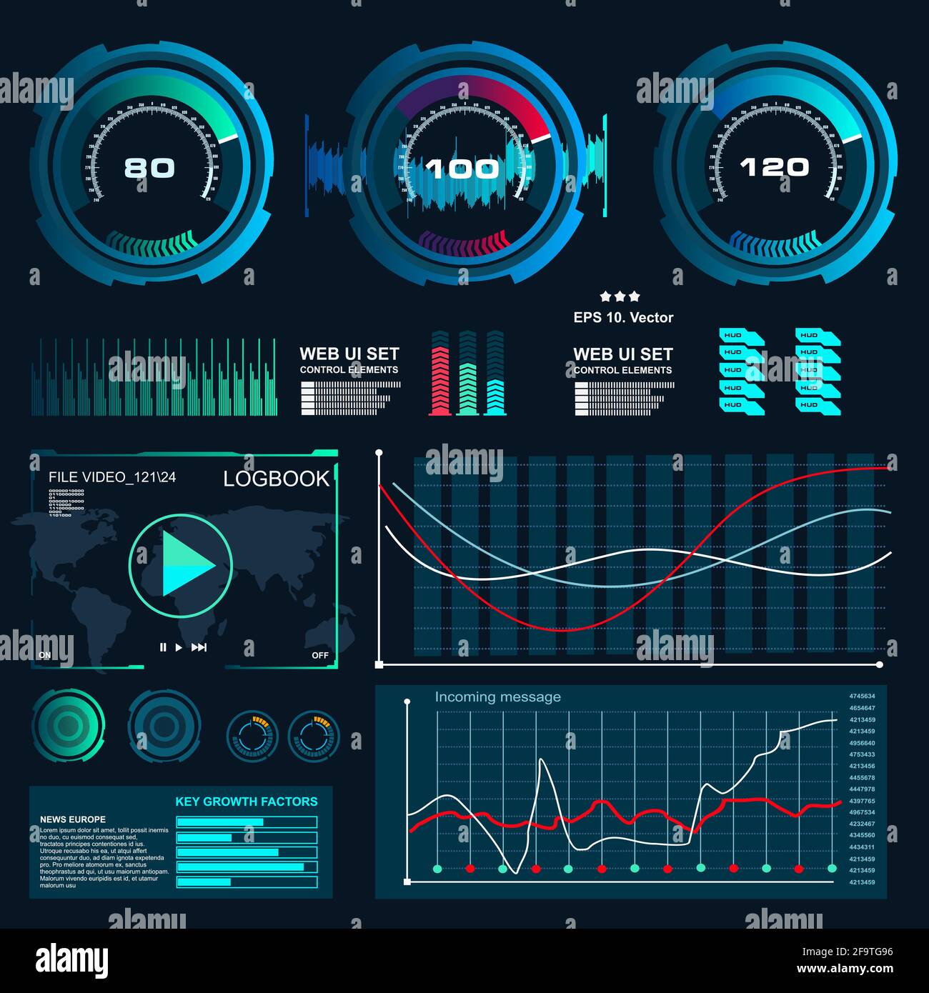 Futuristic blue virtual graphic touch user interface Stock Vector Image ...