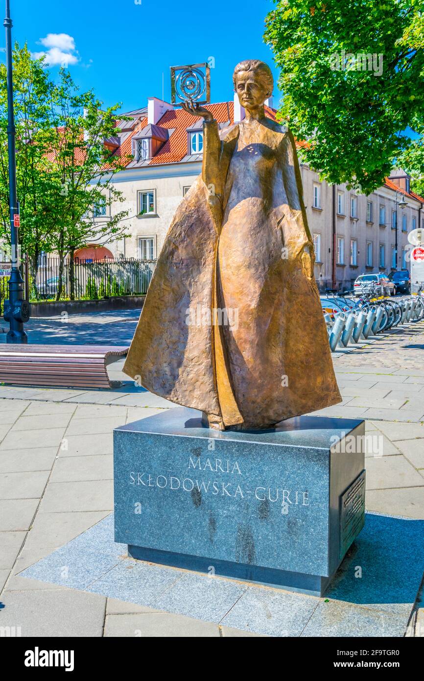 Statue of famous chemist Marie Sklodowska-Curie in Warsaw Stock Photo ...