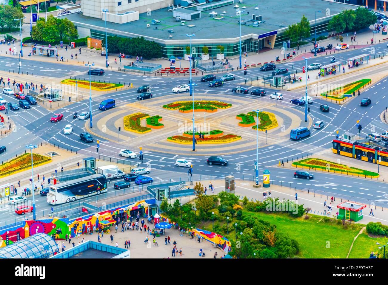 Central Warsaw with the Rondo Romana Dmowskiego roundabout Stock Photo ...