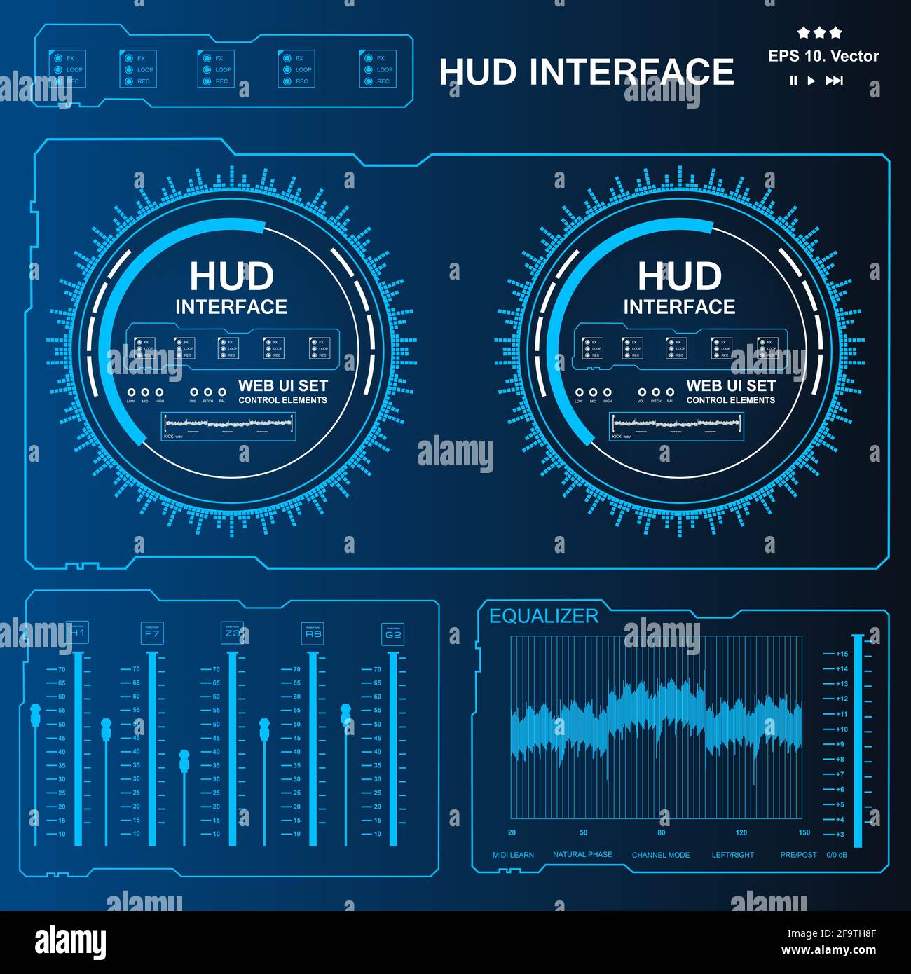 Futuristic blue virtual graphic touch user interface Stock Vector Image ...