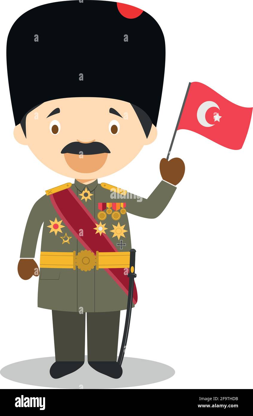 Mustafa Kemal Atatürk cartoon character. Vector Illustration. Kids ...