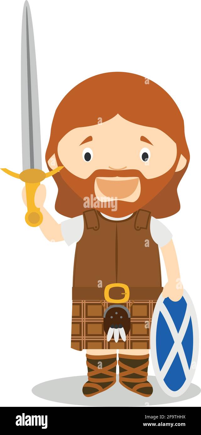 William Wallace cartoon character. Vector Illustration. Kids History ...