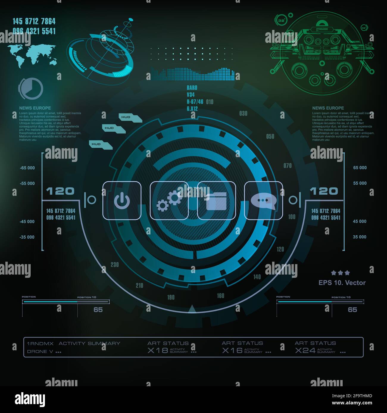 Futuristic blue virtual graphic touch user interface Stock Vector Image ...
