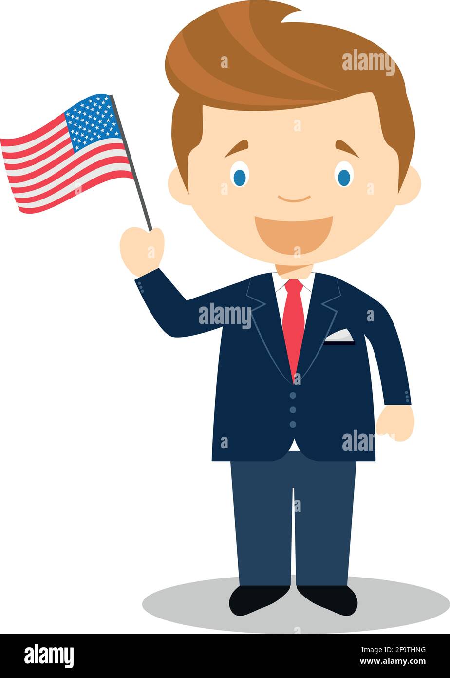 John F Kennedy cartoon character. Vector Illustration. Kids History ...