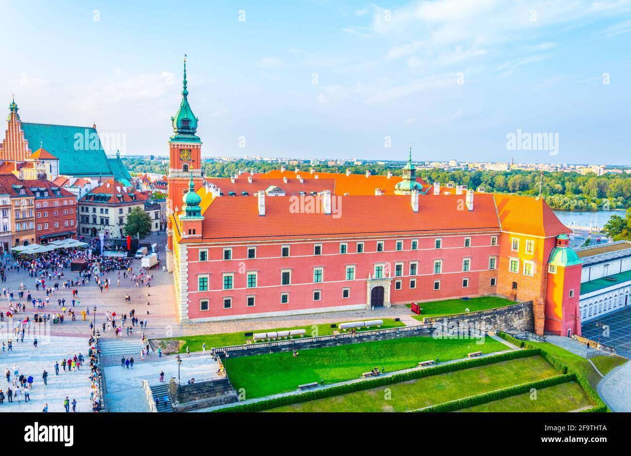 Aerial view of the castle square in front of the royal castle and ...