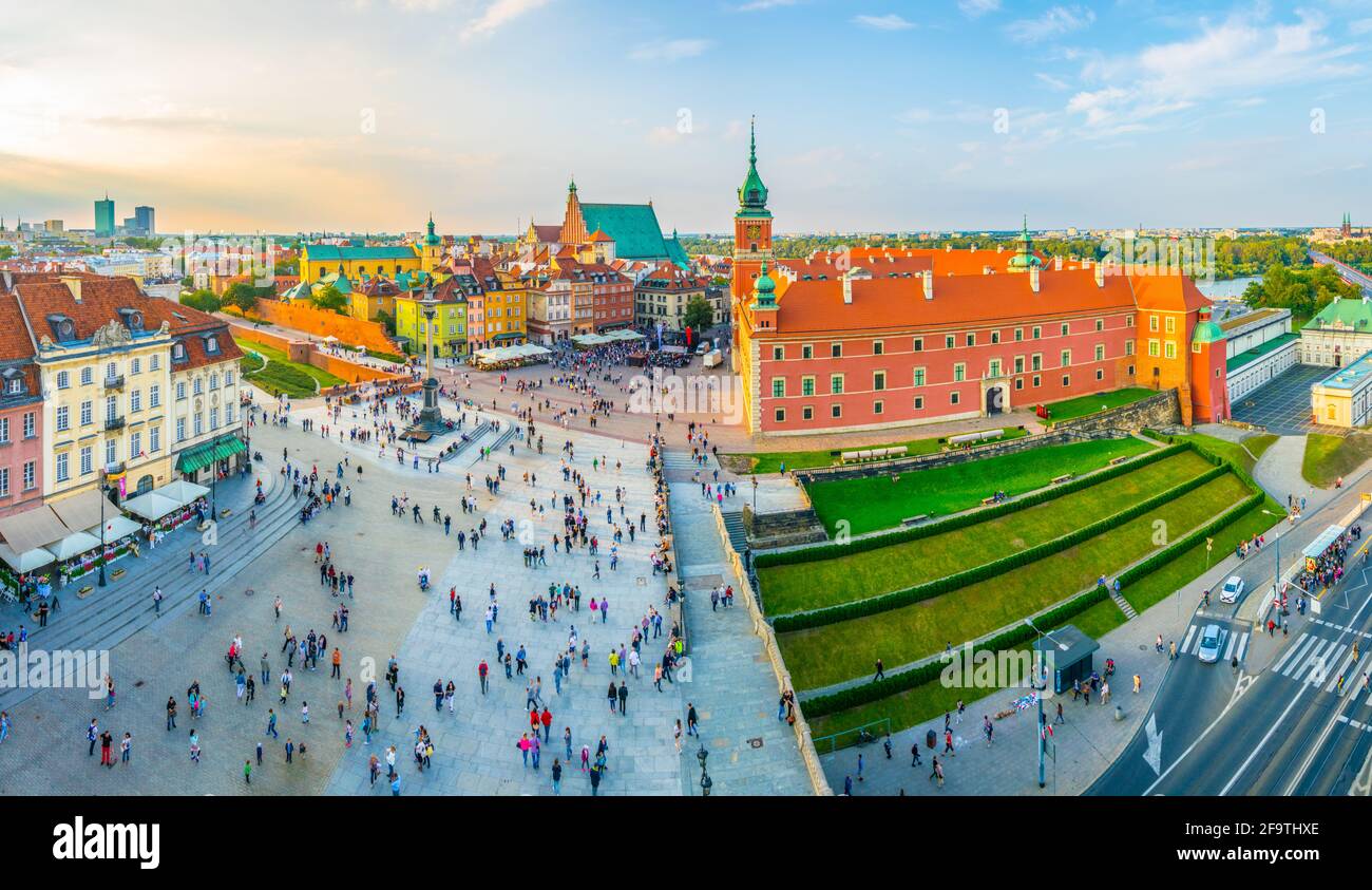 Aerial view of the castle square in front of the royal castle and ...