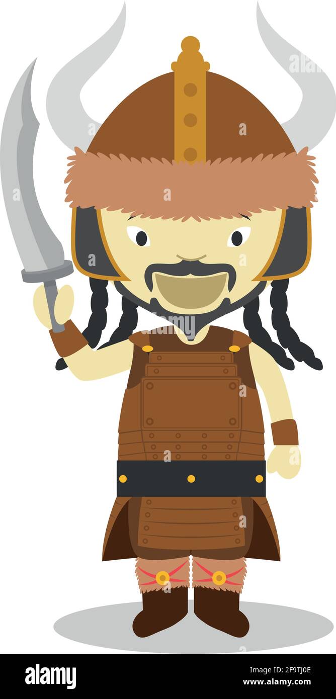 Attila cartoon character. Vector Illustration. Kids History Collection ...