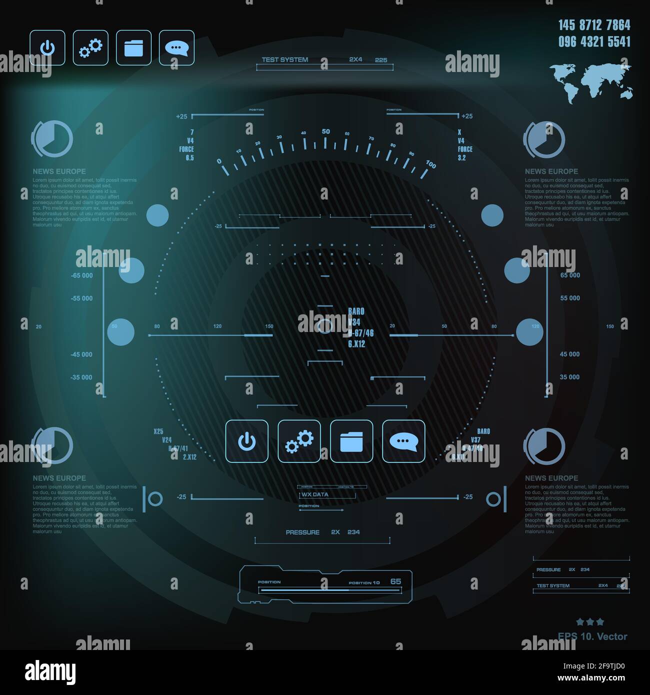 Futuristic blue virtual graphic touch user interface Stock Vector Image ...
