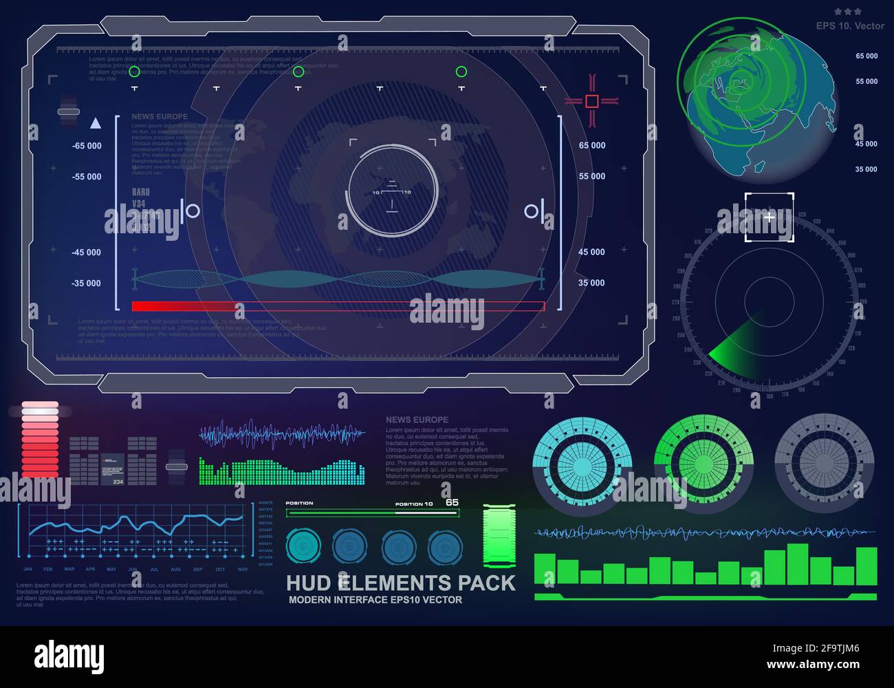 Futuristic blue virtual graphic touch user interface Stock Vector Image ...