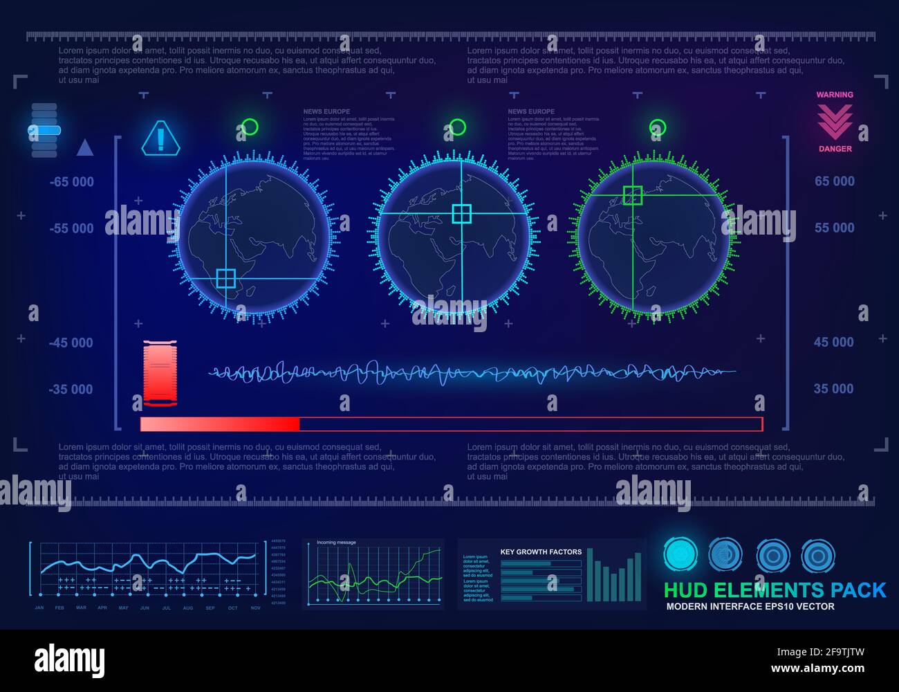 Futuristic blue virtual graphic touch user interface Stock Vector Image ...