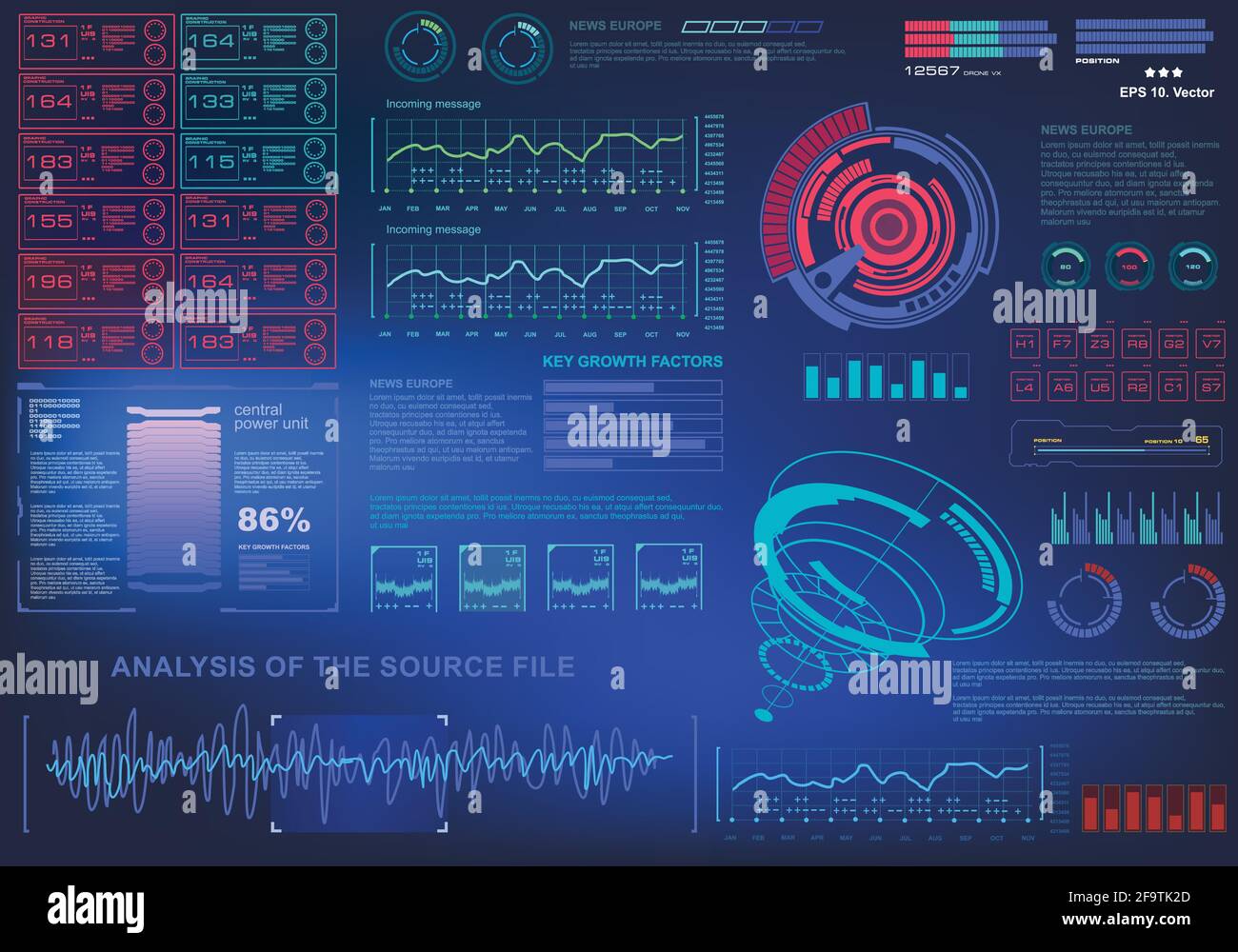 Futuristic blue virtual graphic touch user interface Stock Vector Image ...