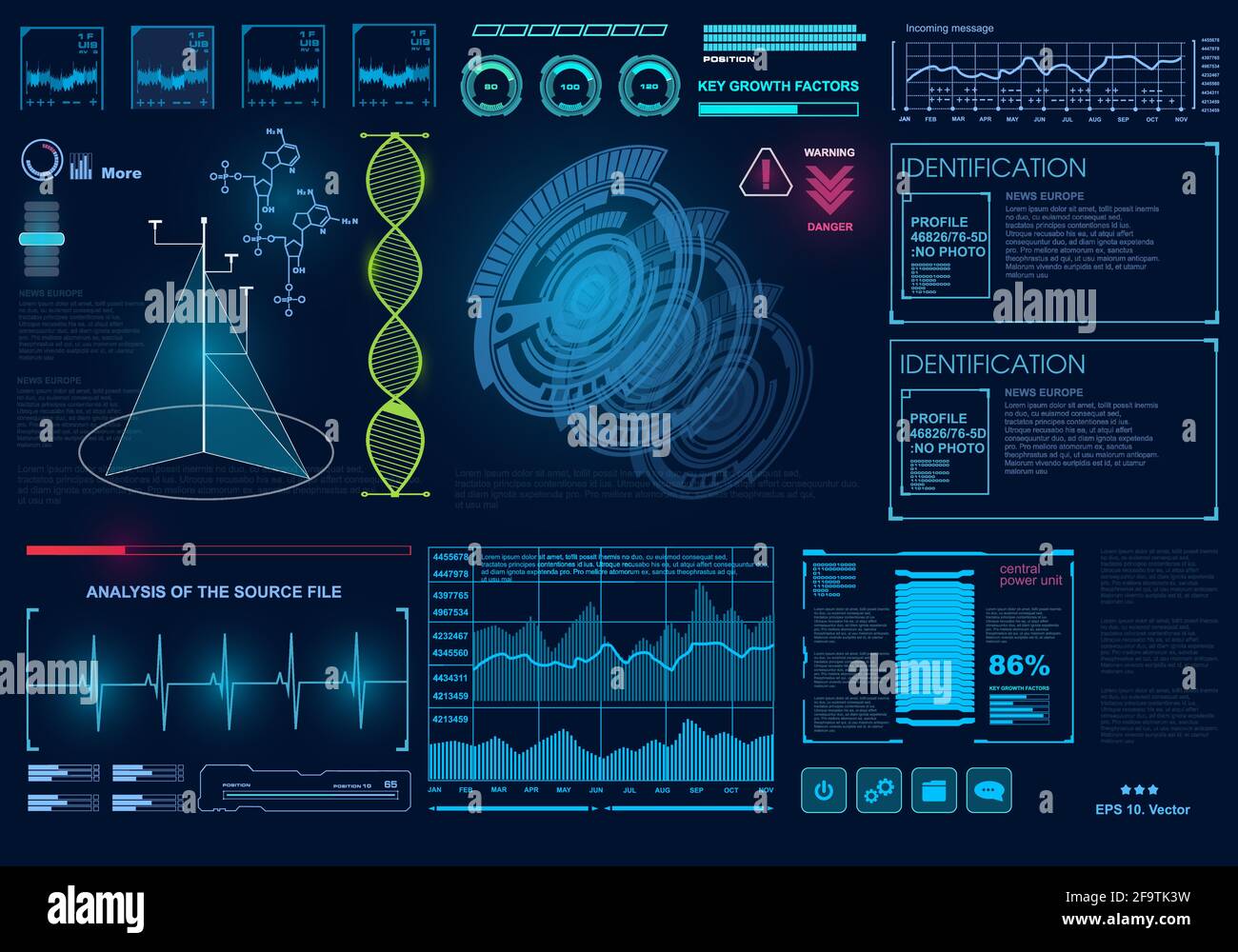 Futuristic blue virtual graphic touch user interface Stock Vector Image ...