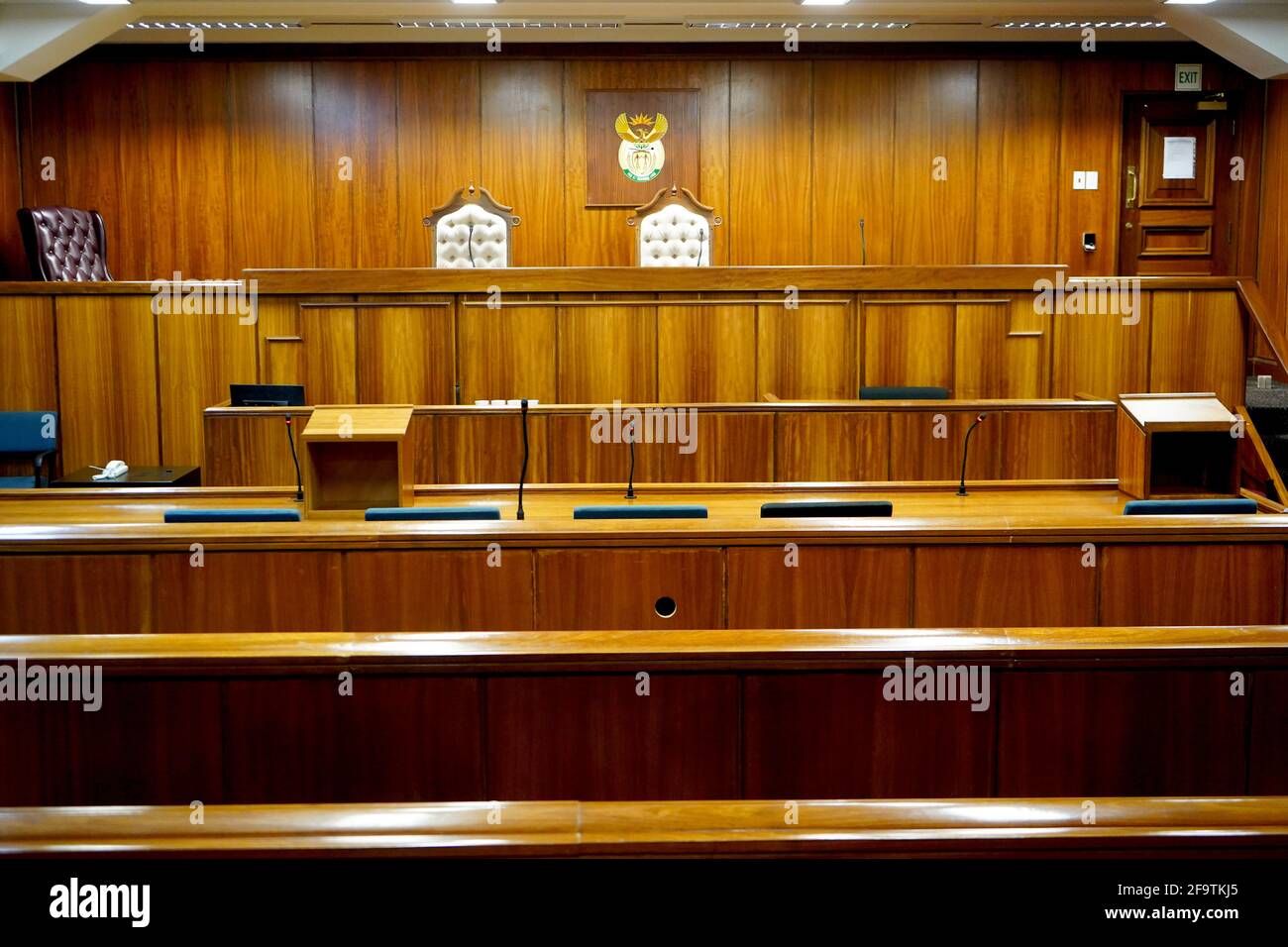 Interior of a courtroom, wood paneled Stock Photo - Alamy