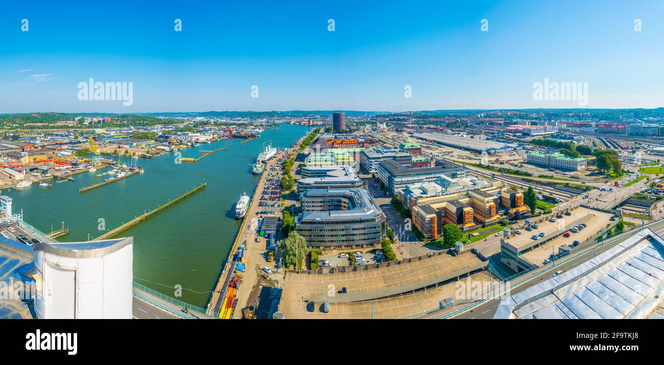 Panorama view of port and railway station in Goteborg, Sweden Stock ...
