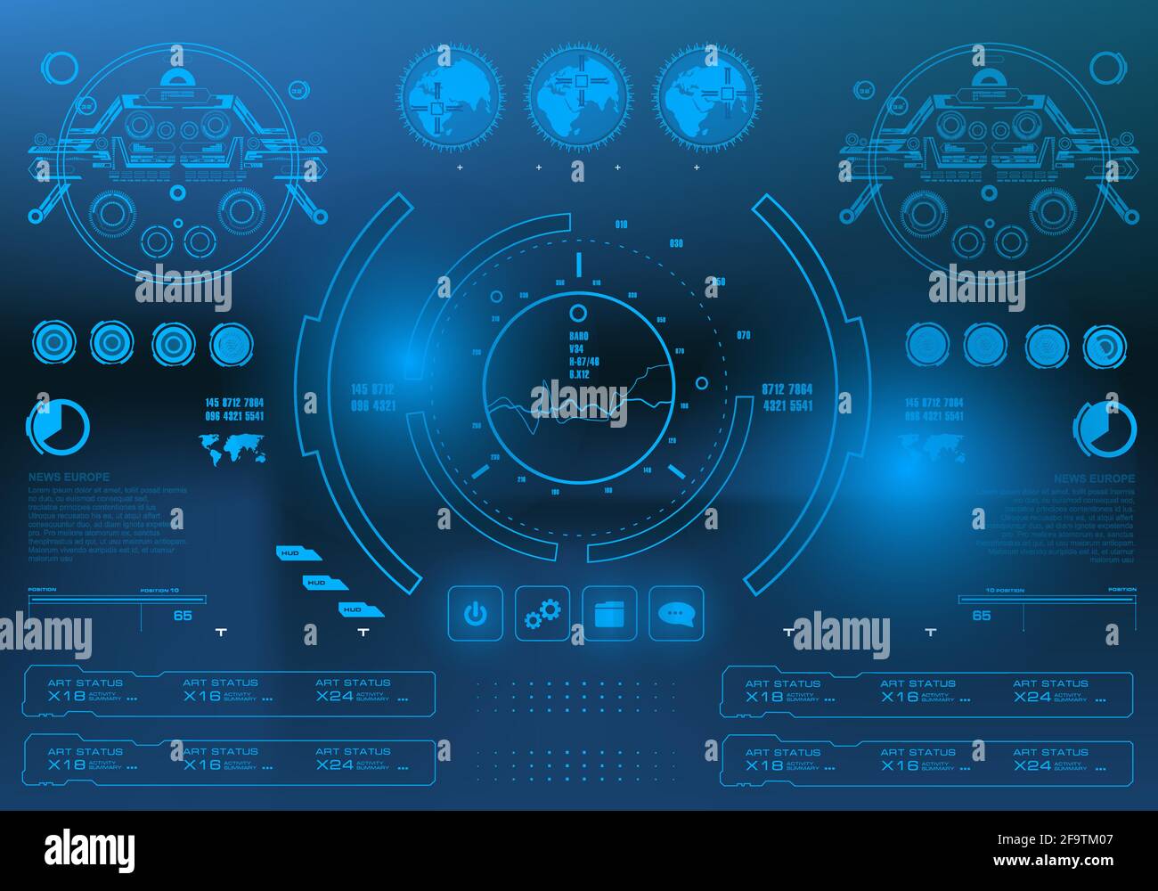 Futuristic blue virtual graphic touch user interface Stock Vector Image ...