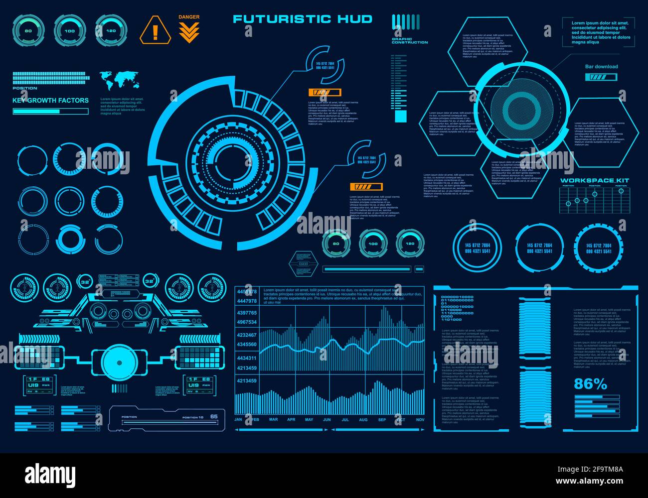 Futuristic blue virtual graphic touch user interface Stock Vector Image ...