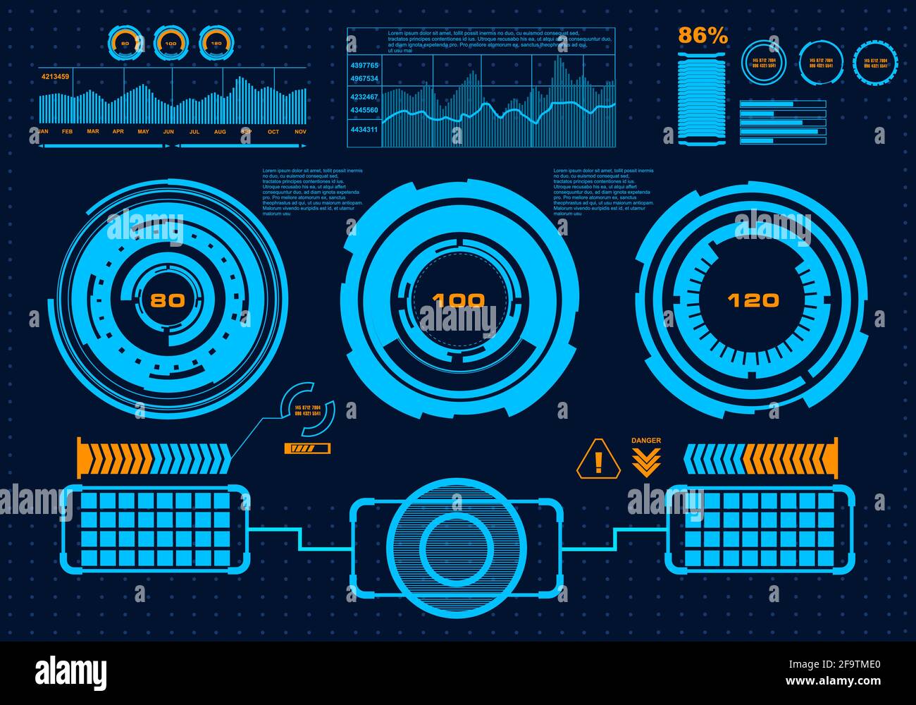 Futuristic blue virtual graphic touch user interface Stock Vector Image ...