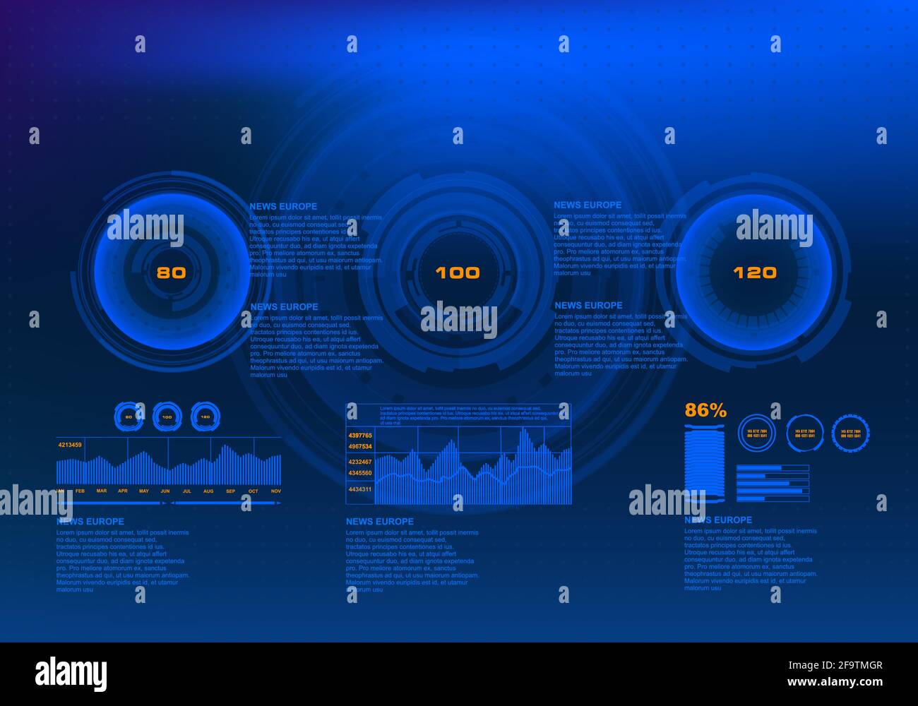 Futuristic Blue Virtual Graphic Touch User Interface Stock Vector Image