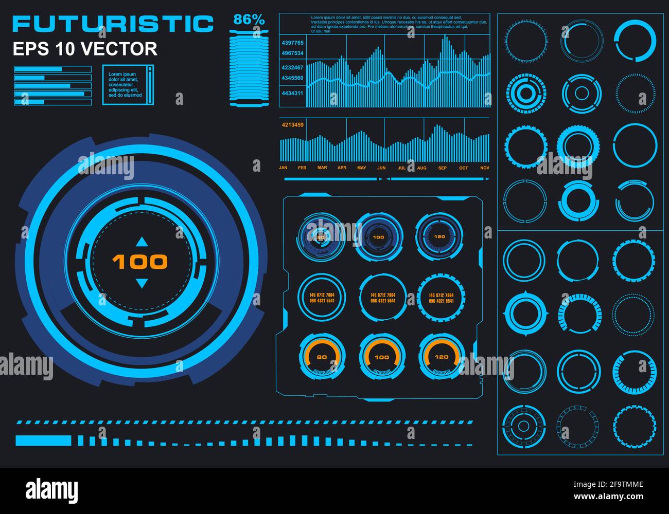 Futuristic blue virtual graphic touch user interface Stock Vector Image ...