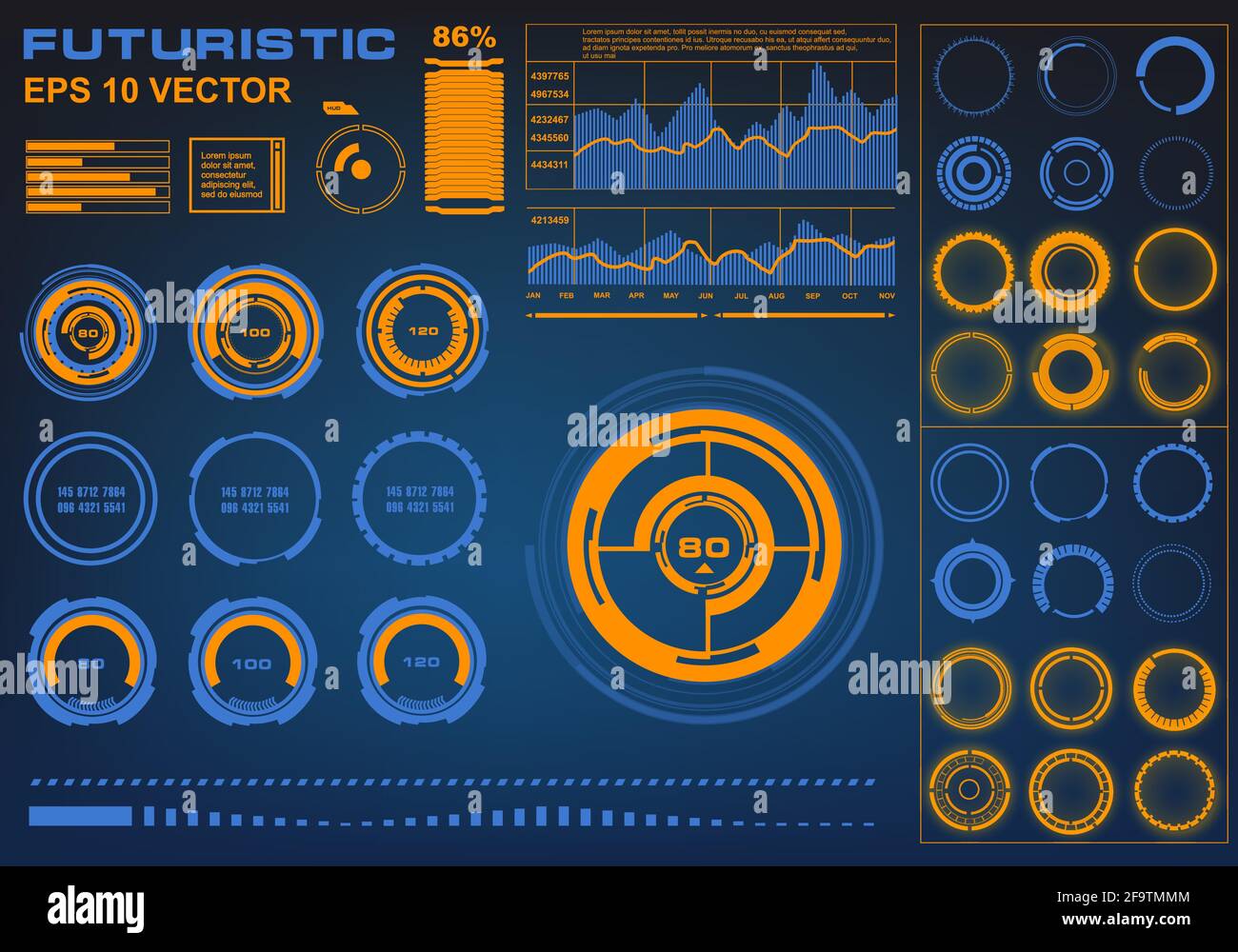 Futuristic blue virtual graphic touch user interface Stock Vector Image ...