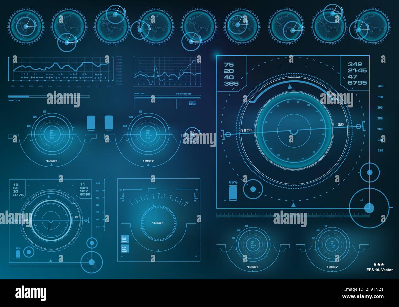 Futuristic blue virtual graphic touch user interface Stock Vector Image & Art - Alamy