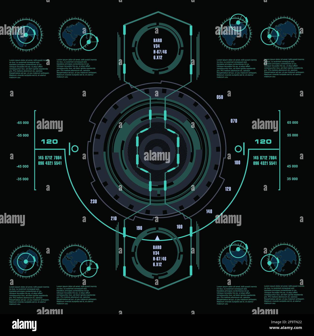 Futuristic blue virtual graphic touch user interface Stock Vector Image ...